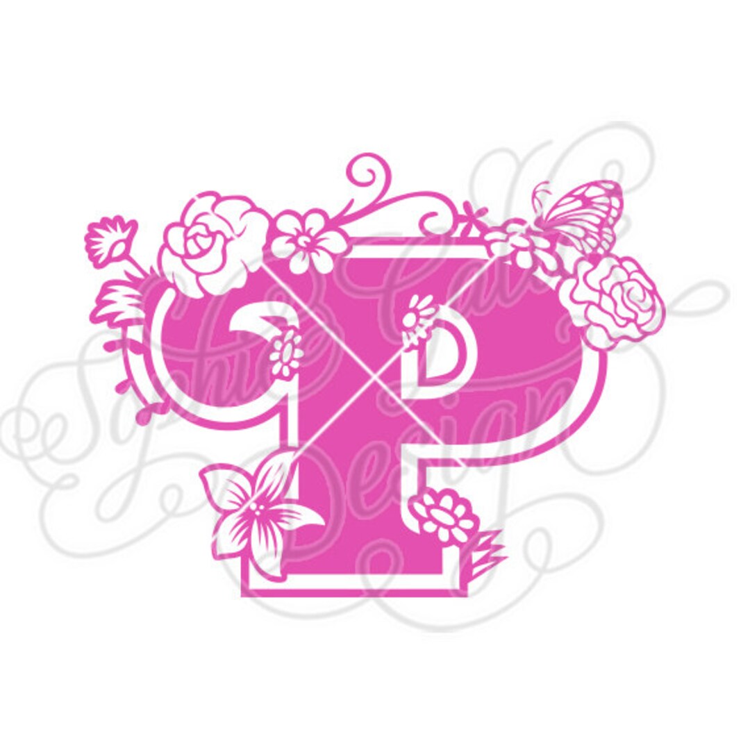 Secret Garden Alphabet Letter P SVG DXF Digital Download File ...