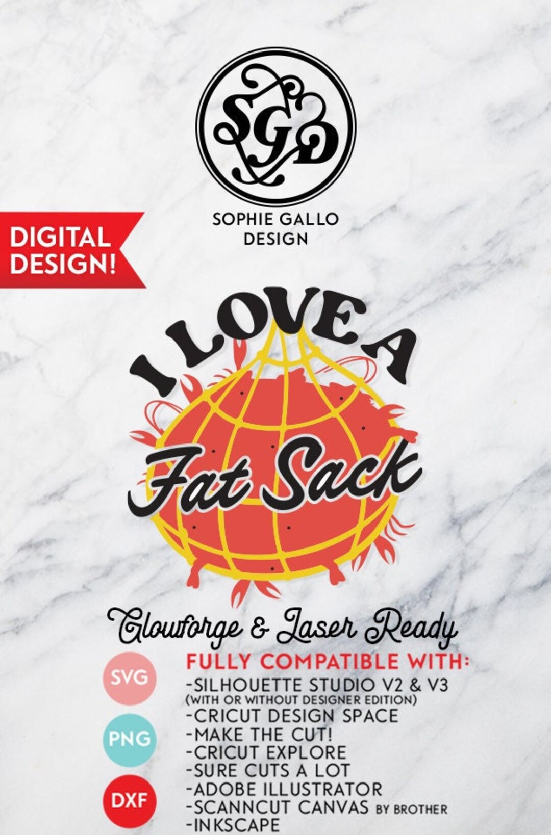I Love a Fat Sack Crawfish Boil Nola SVG DXF PNG Digital Download Files ...