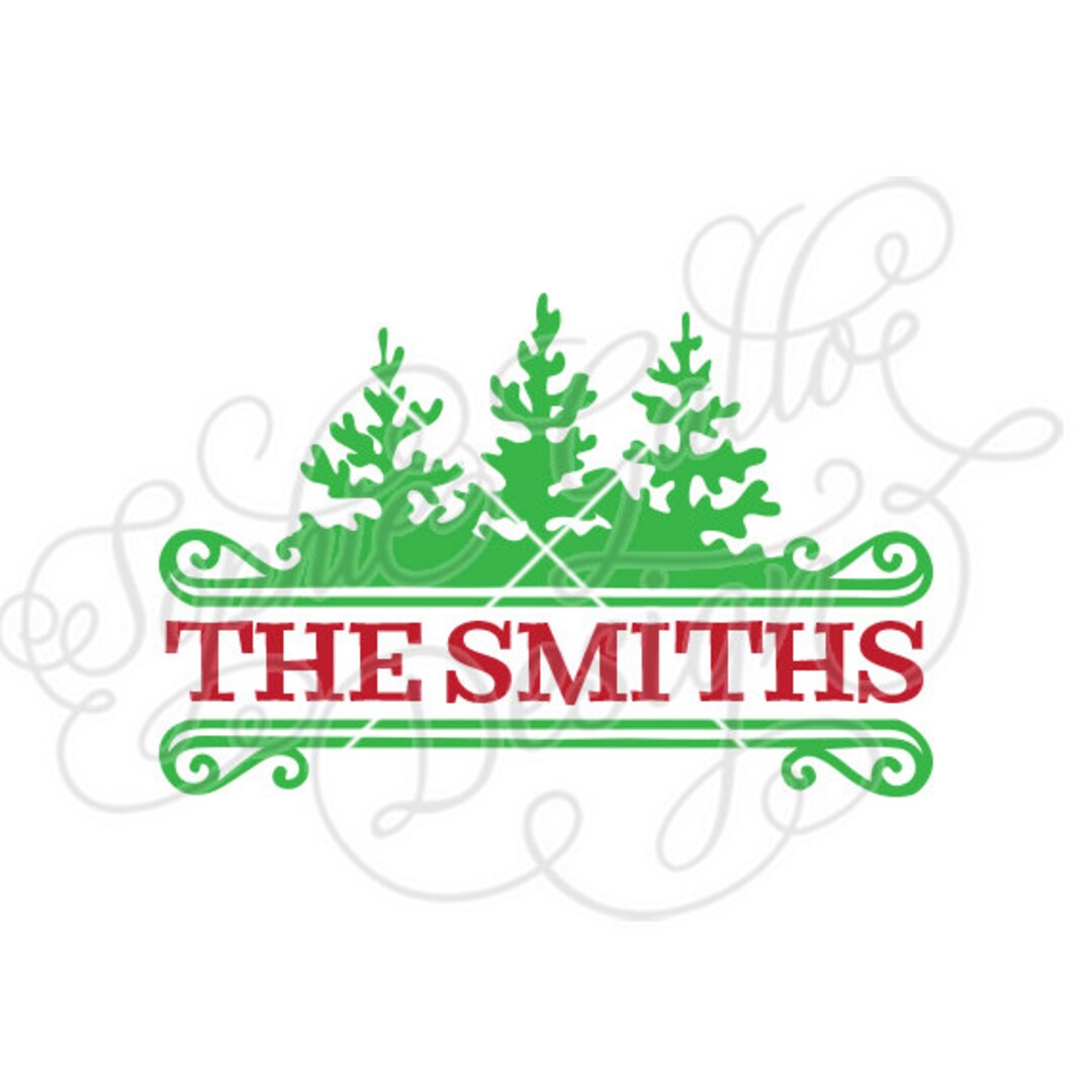 Christmas Tree Split Monogram SVG DXF Digital Download File Silhouette ...
