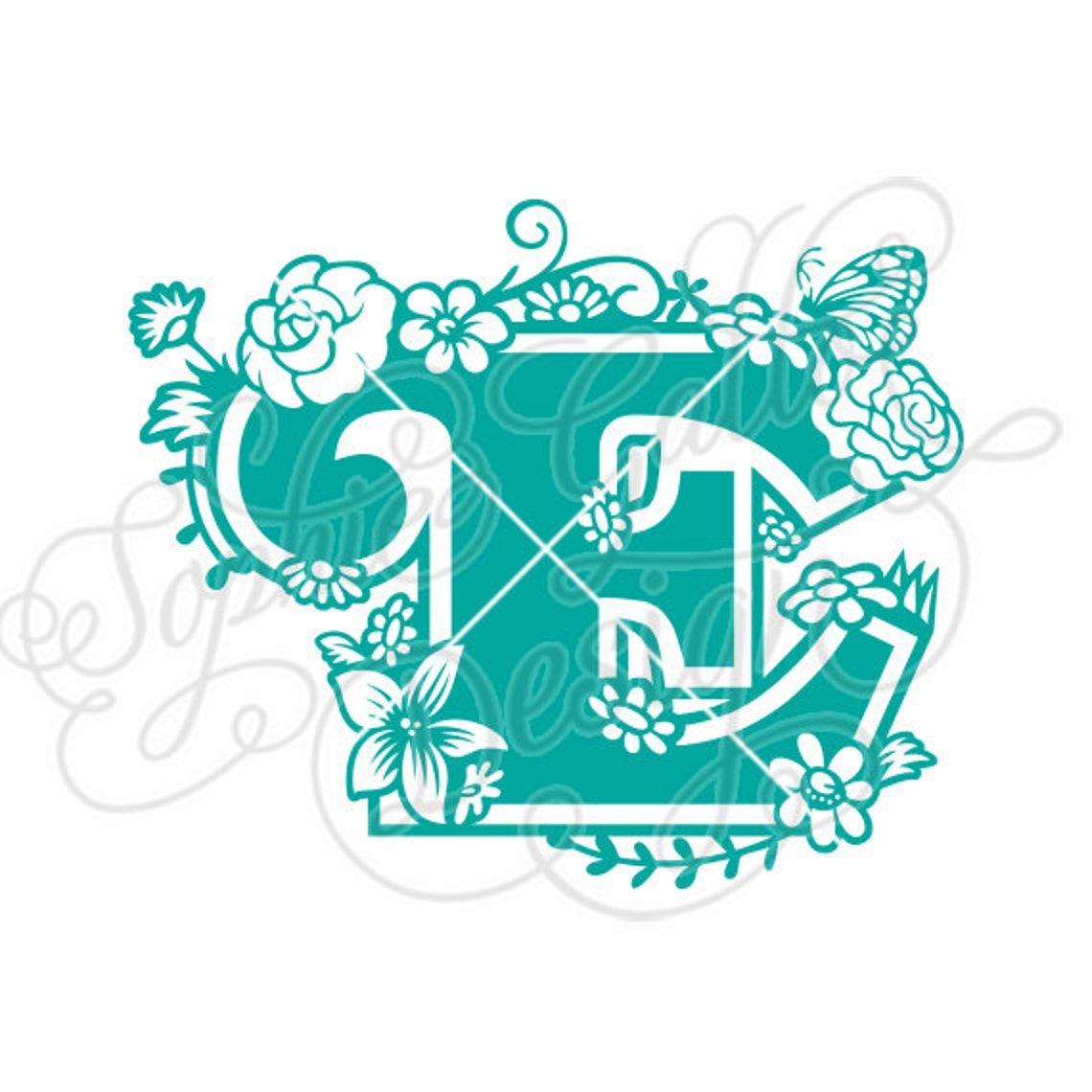 Secret Garden Alphabet Letter E SVG DXF Digital Download File - Etsy