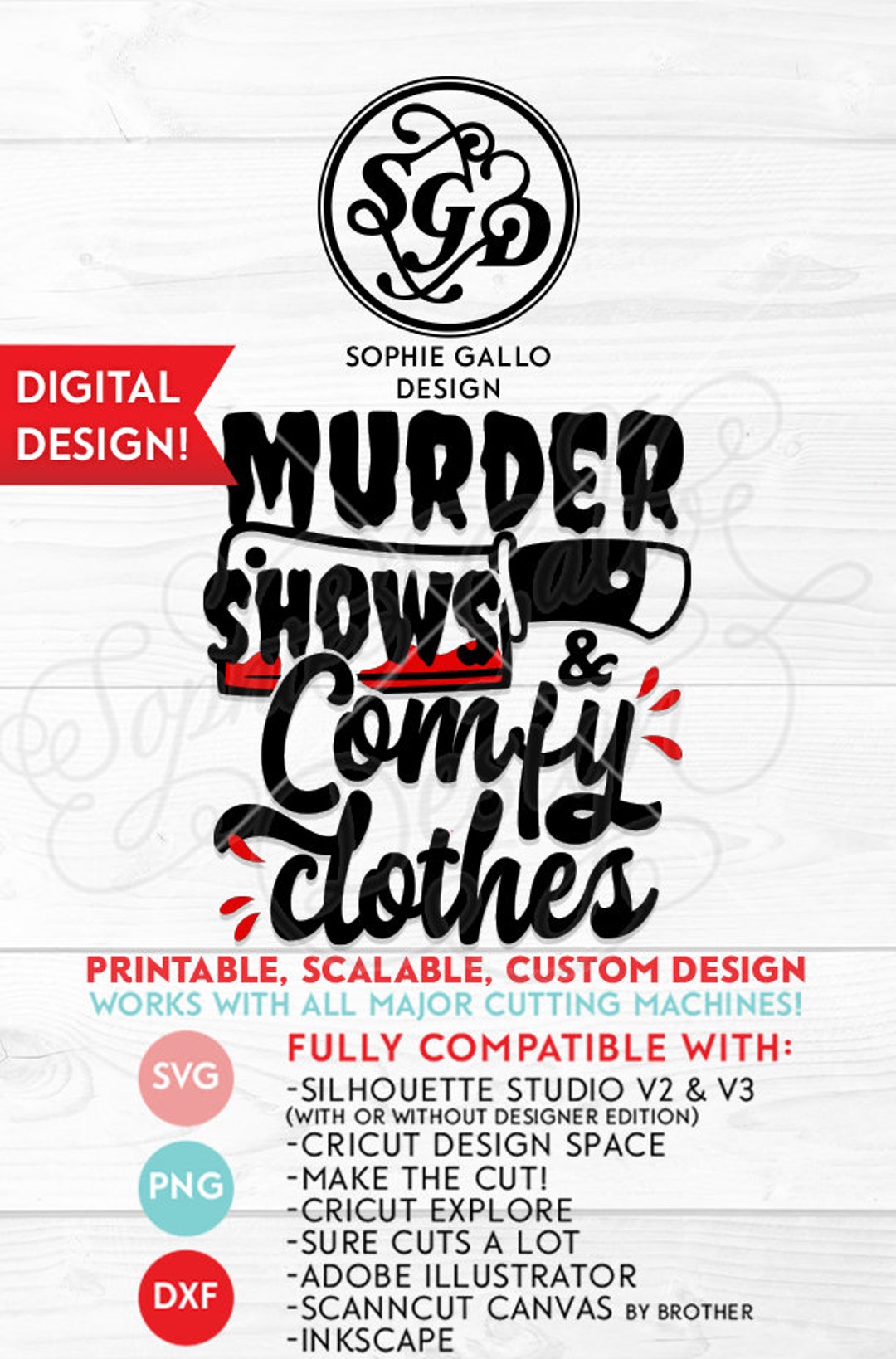 Murder Shows and Comfy Clothes SVG DXF PNG Digital Download Files ...