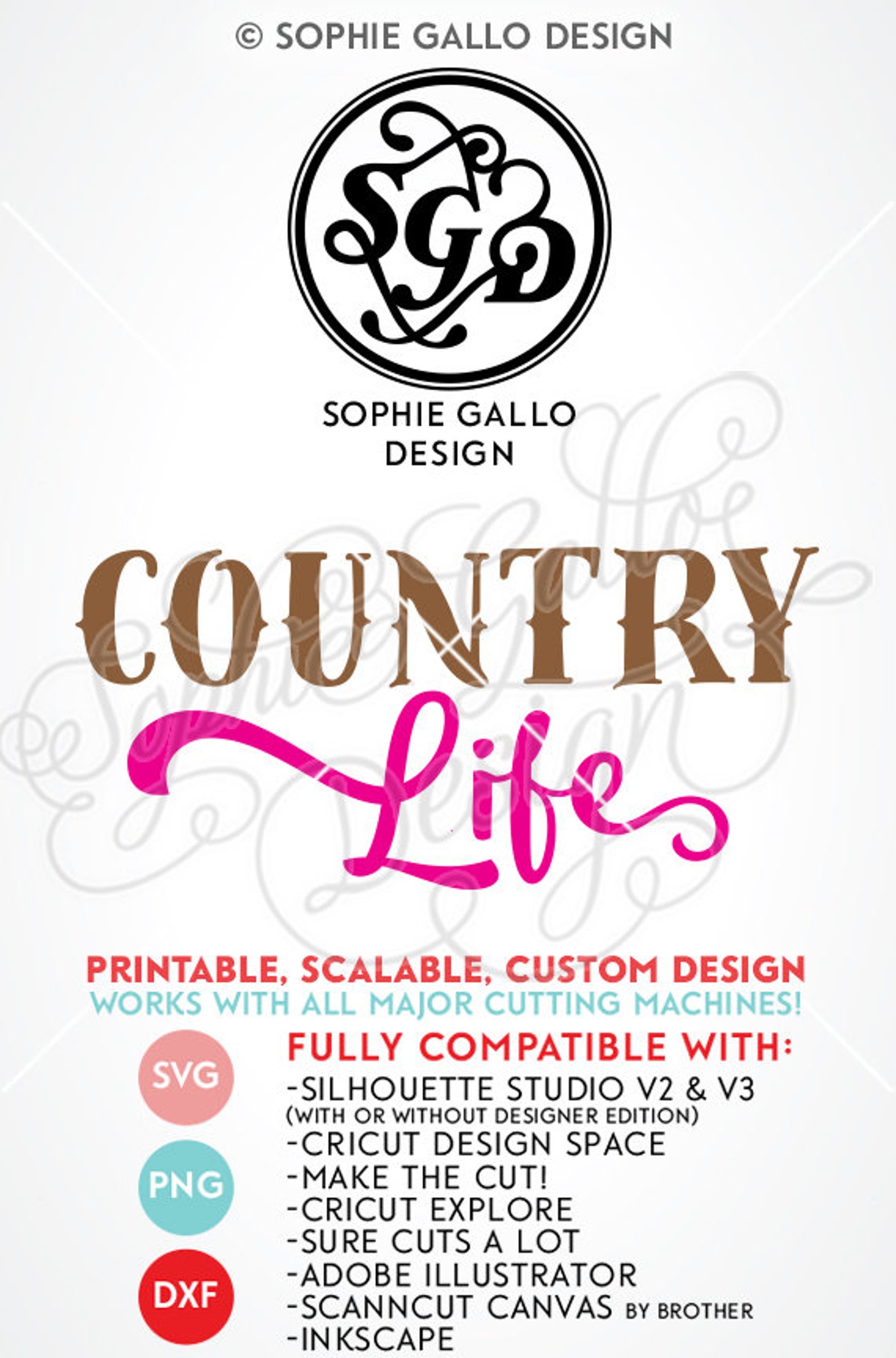 Country Life Quote SVG DXF PNG descarga digital archivos - Etsy España