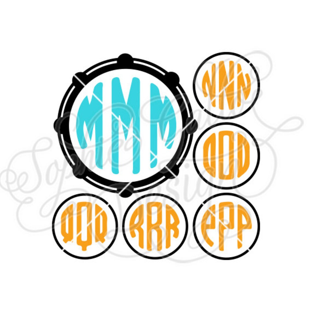 Round Monogram Letters Set 3 SVG DXF Digital Download File Silhouette ...