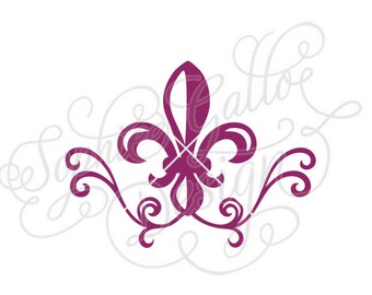 Fleur De Lis Flourish Scroll SVG DXF PNG Digital Download | Etsy