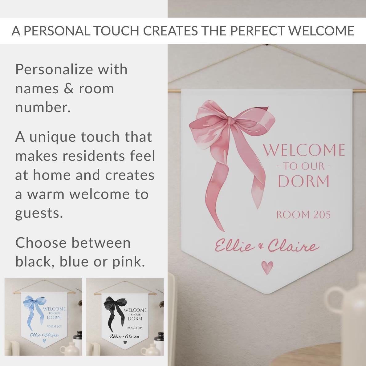 Welcome to Our Dorm Sign, Dorm Door Decor, Coquette Bow Dorm Room Decor ...