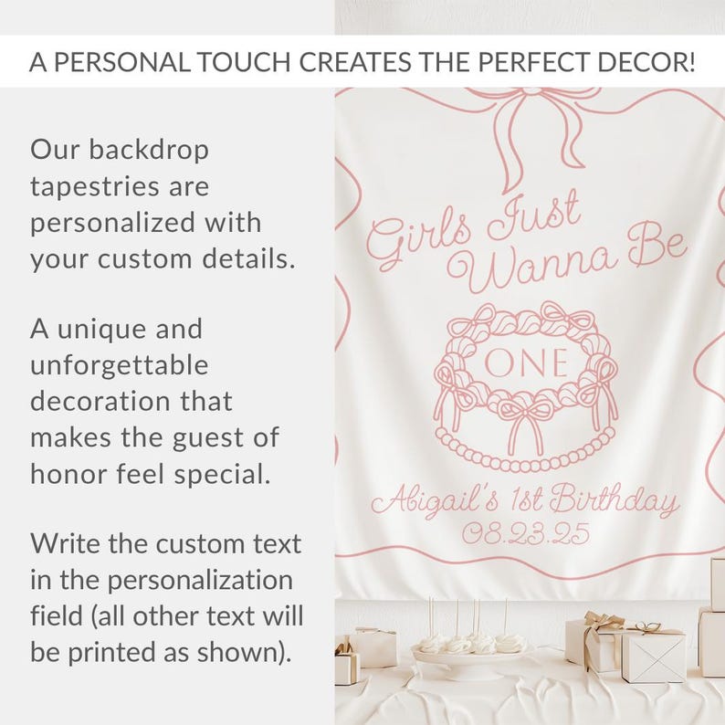 Girls Just Wanna Be ONE Birthday Decor, Coquette Bow 1st Birthday ...
