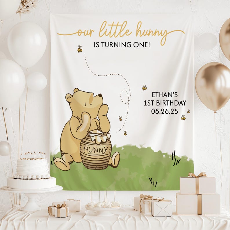 Classic Winnie the Pooh Birthday Decorations, Our Little Hunny is ...