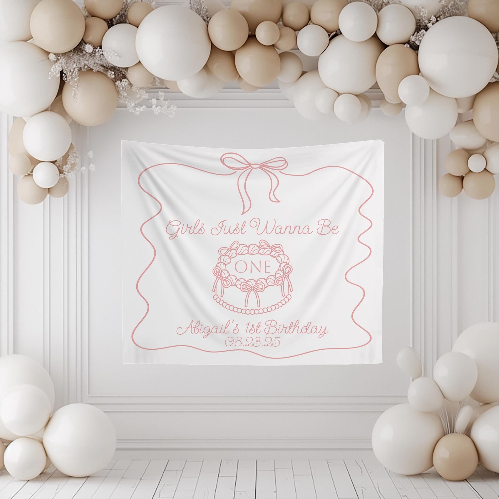 Girls Just Wanna Be ONE Birthday Decor, Coquette Bow 1st Birthday ...