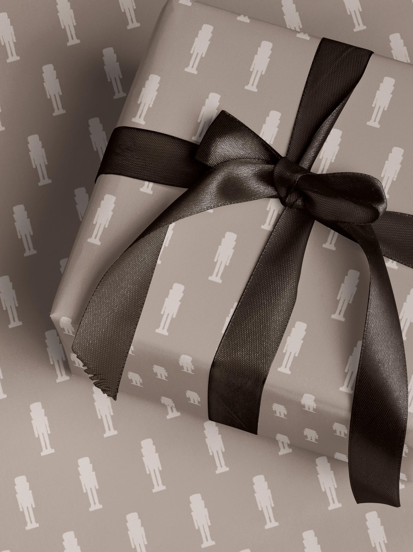 Christmas Wrapping Paper Roll Neutral Nutcracker Design in Beige Brown ...