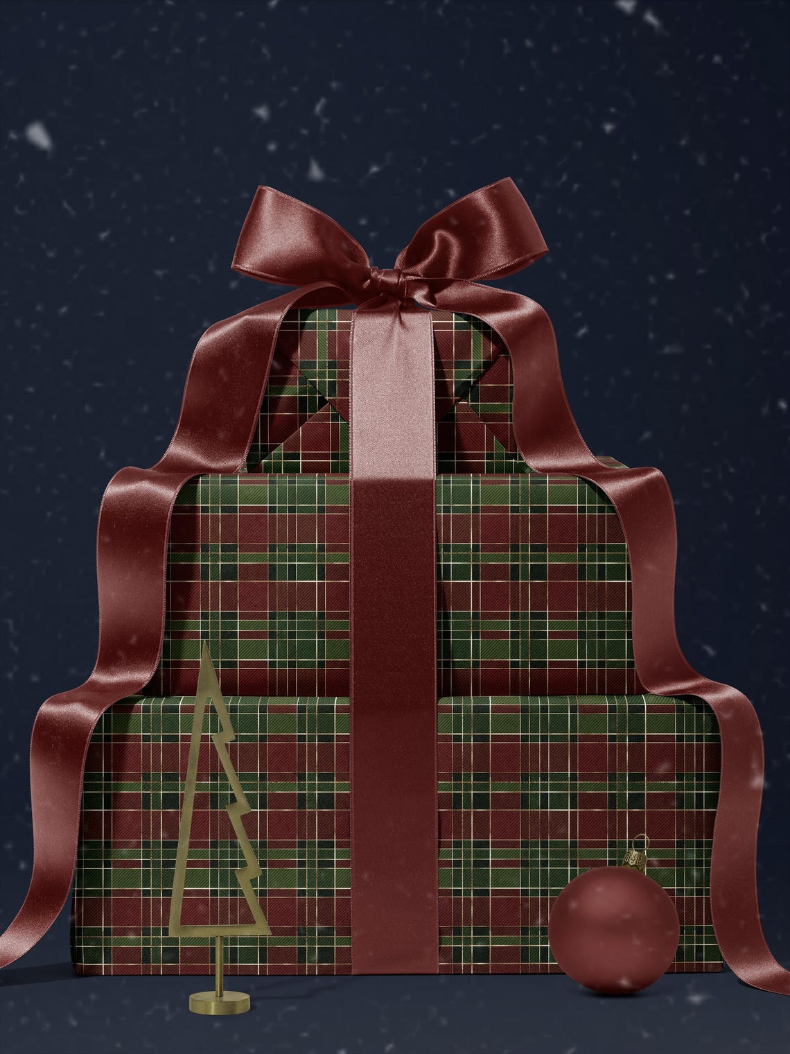 Traditional Christmas Wrapping Paper Roll Classic Tartan Plaid Pattern ...