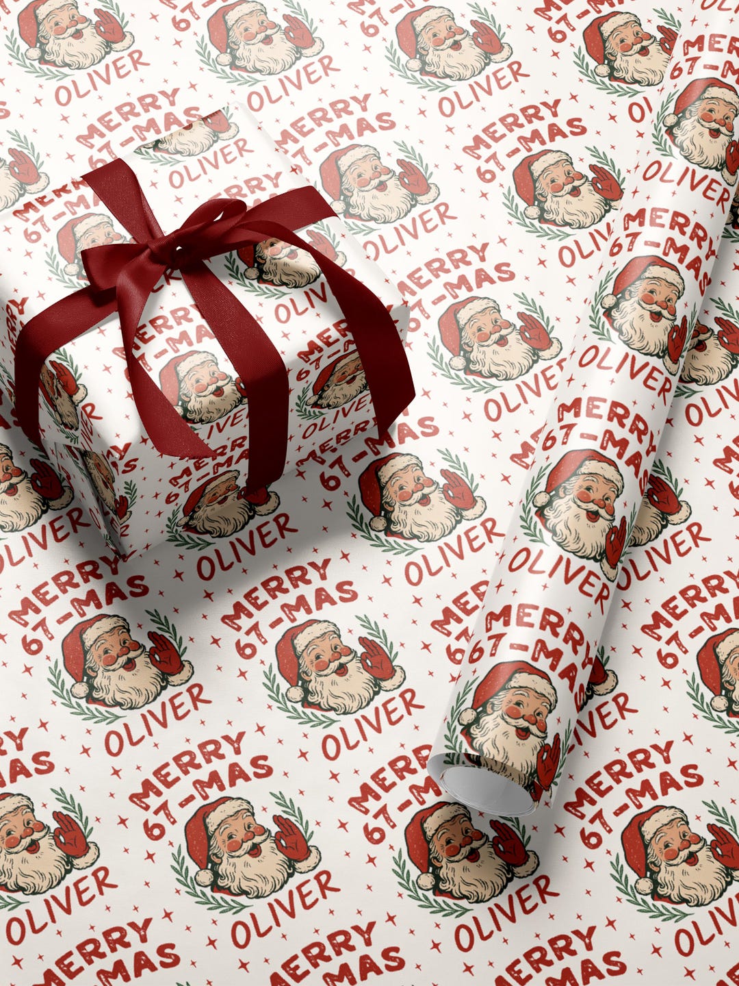 67 Personalized Santa Wrapping Paper Funny Meme Christmas Gift Wrap ...