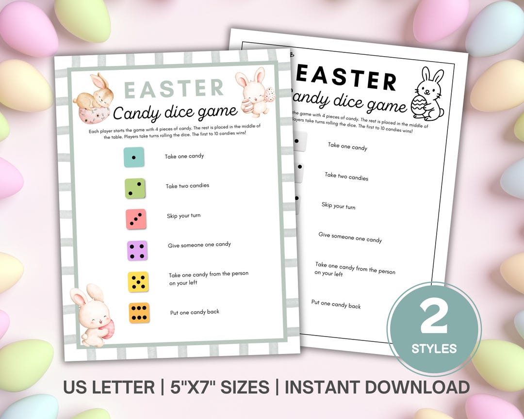 Easter Candy Dice Game Printable - Fun Holiday Activity for Kids - Etsy