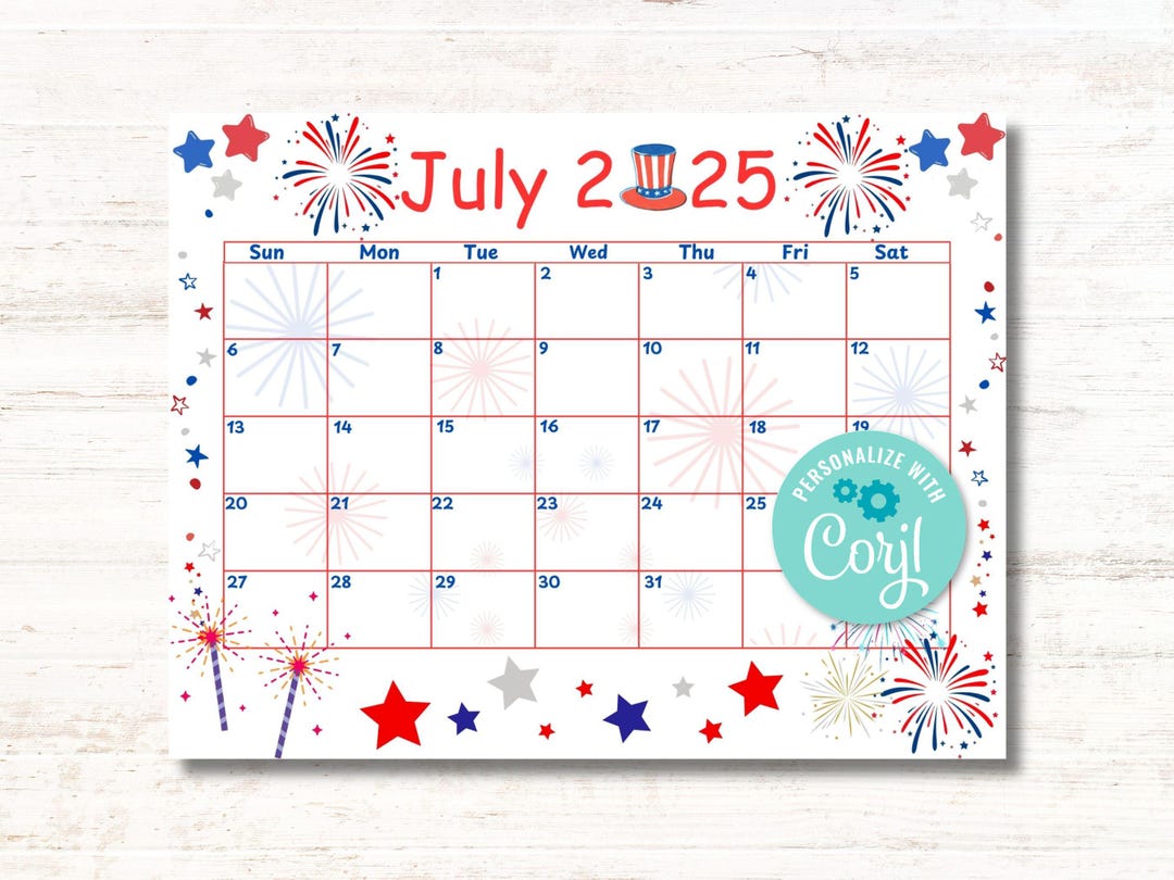 July 2025 Calendar Editable and Fillable - Printable Planner - Etsy