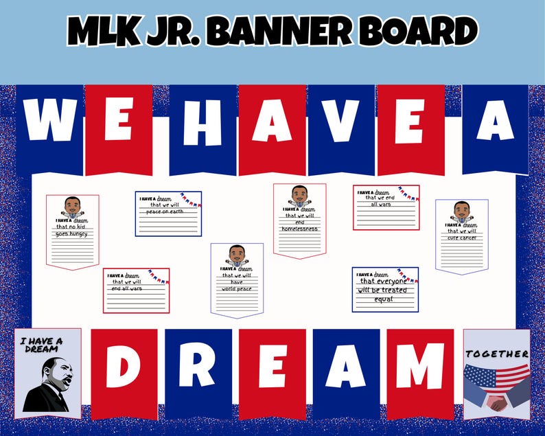 MLK Jr. Bulletin Board Kit - Printable Classroom Door Decor for MLK Day ...