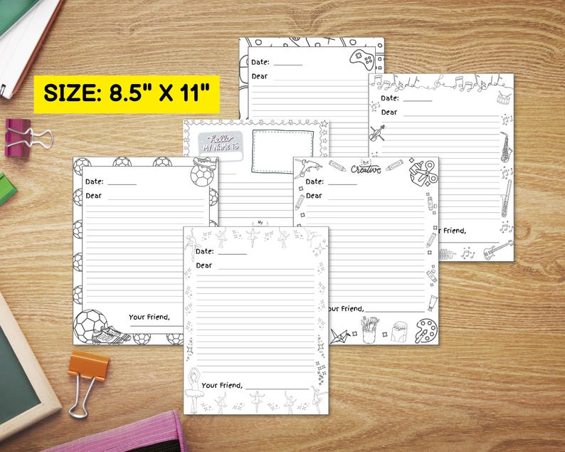 Pen Pal Letter Kit: Printable Stationery Templates (digital Download ...