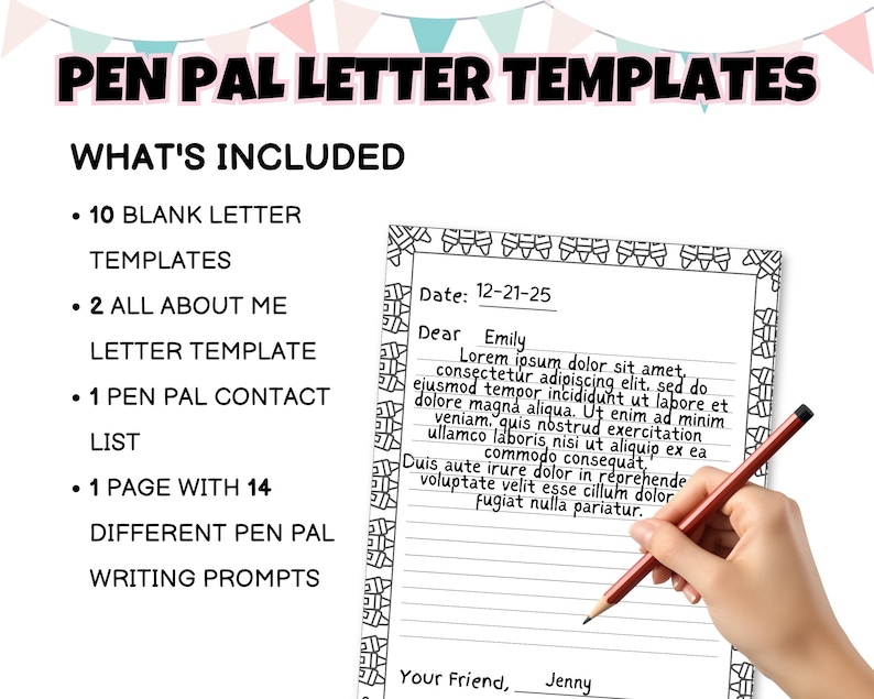 Pen Pal Letter Kit: Printable Stationery Templates (digital Download ...