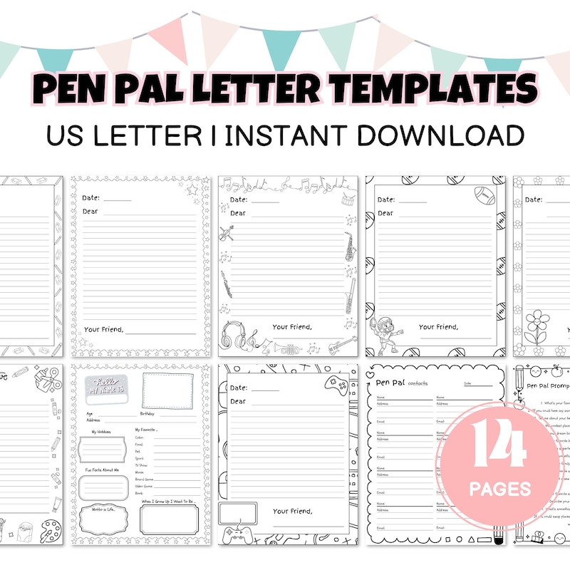 Penpal Letter Templates - Etsy