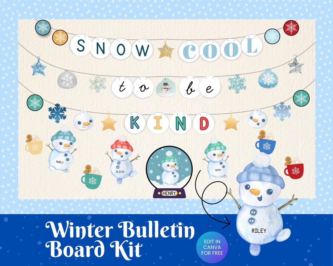 Editable Winter Bulletin Board Kit, Classroom Door Decor, Snowman ...