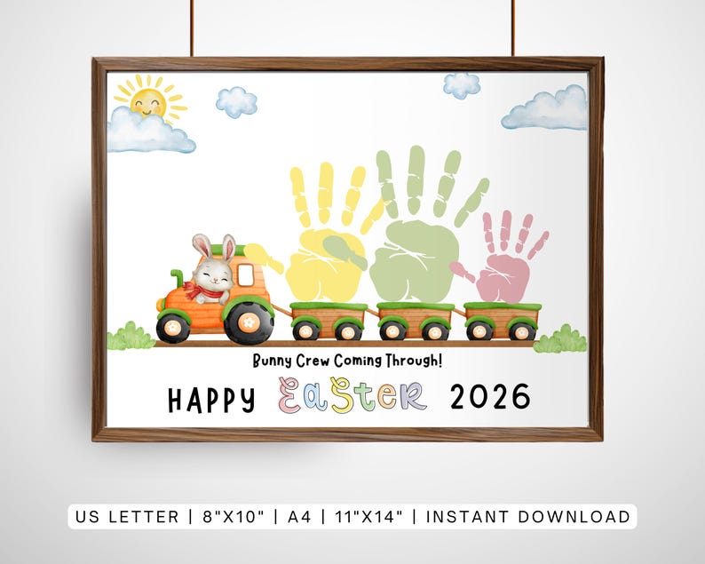 Easter Bunny Tractor Handprint Art 2026, Kids Craft & Keepsake ...