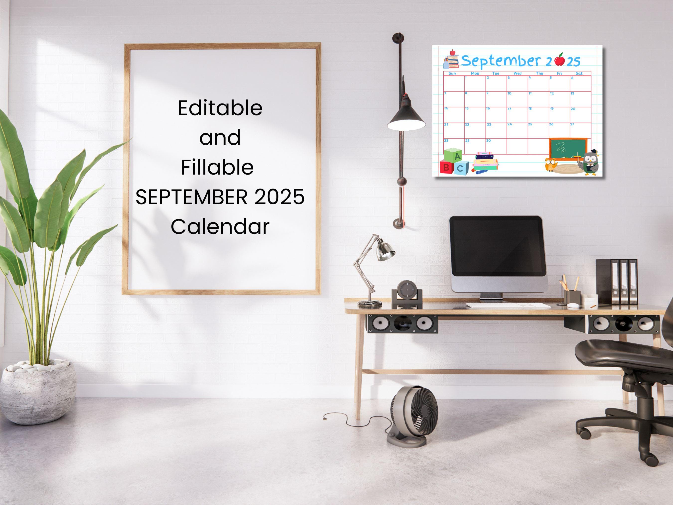 September 2025 Calendar Editable and Fillable - Printable Planner - Etsy