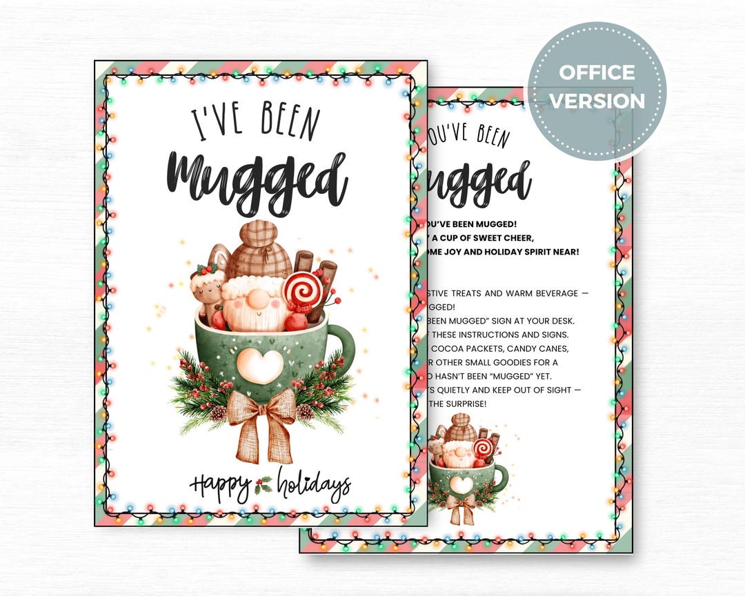 You've Been Mugged Holiday Game Kit: Printable Gift Tags (digital ...
