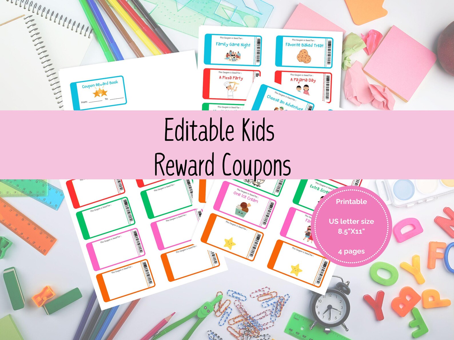 Personalized Kids Reward Coupons Printable Editable Template - Etsy