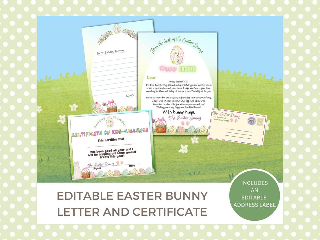 Easter Bunny Letter Bundle -editable and Personalized Easter Bunny ...