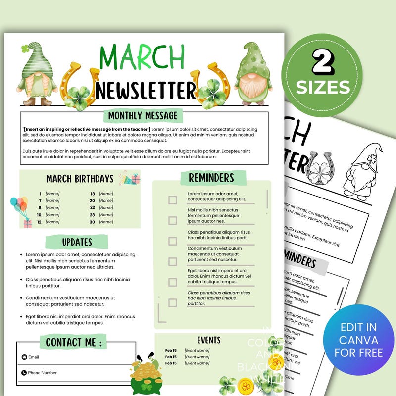 March Daycare Newsletters - Etsy