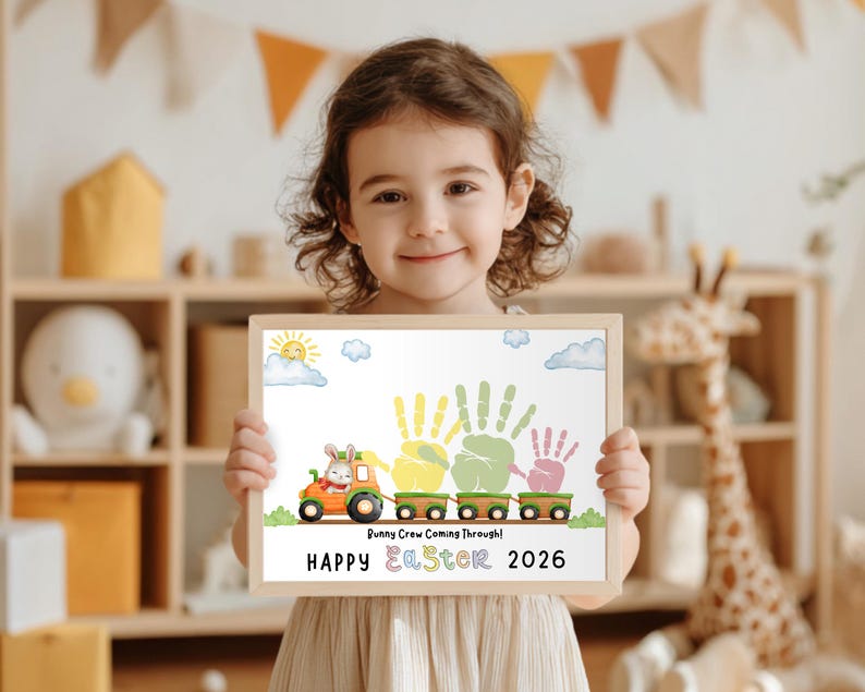 Easter Bunny Tractor Handprint Art 2026, Kids Craft & Keepsake ...