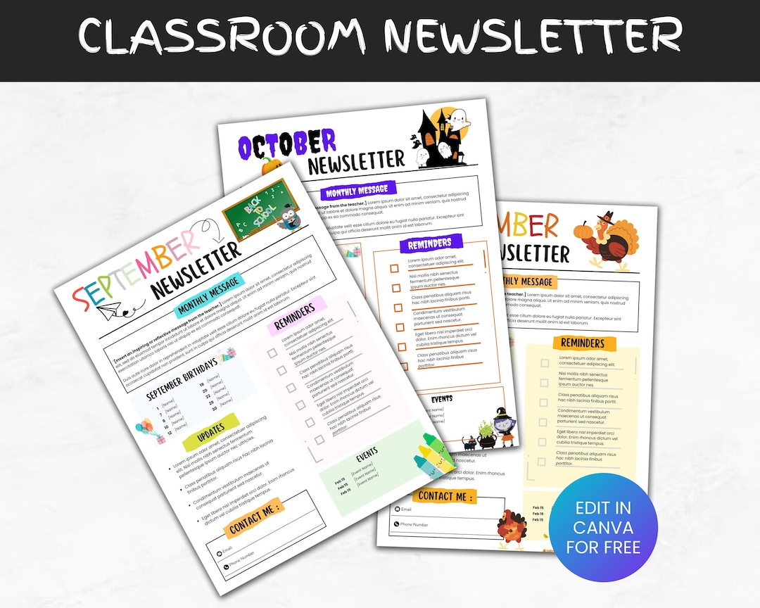 Editable Classroom Newsletter Template: School Announcements (digital ...