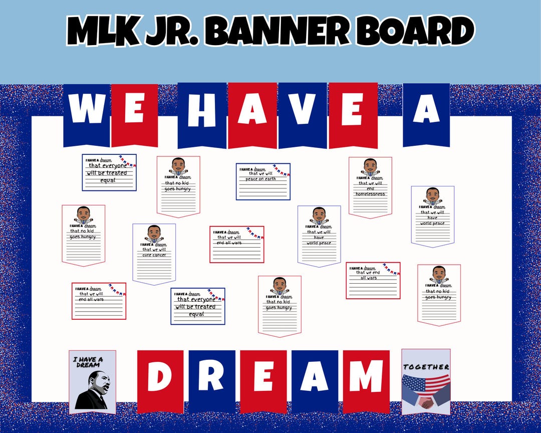 MLK Jr. Bulletin Board Kit - Printable Classroom Door Decor for MLK Day ...