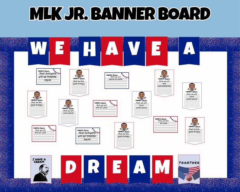 MLK Jr. Bulletin Board Kit - Printable Classroom Door Decor for MLK Day ...