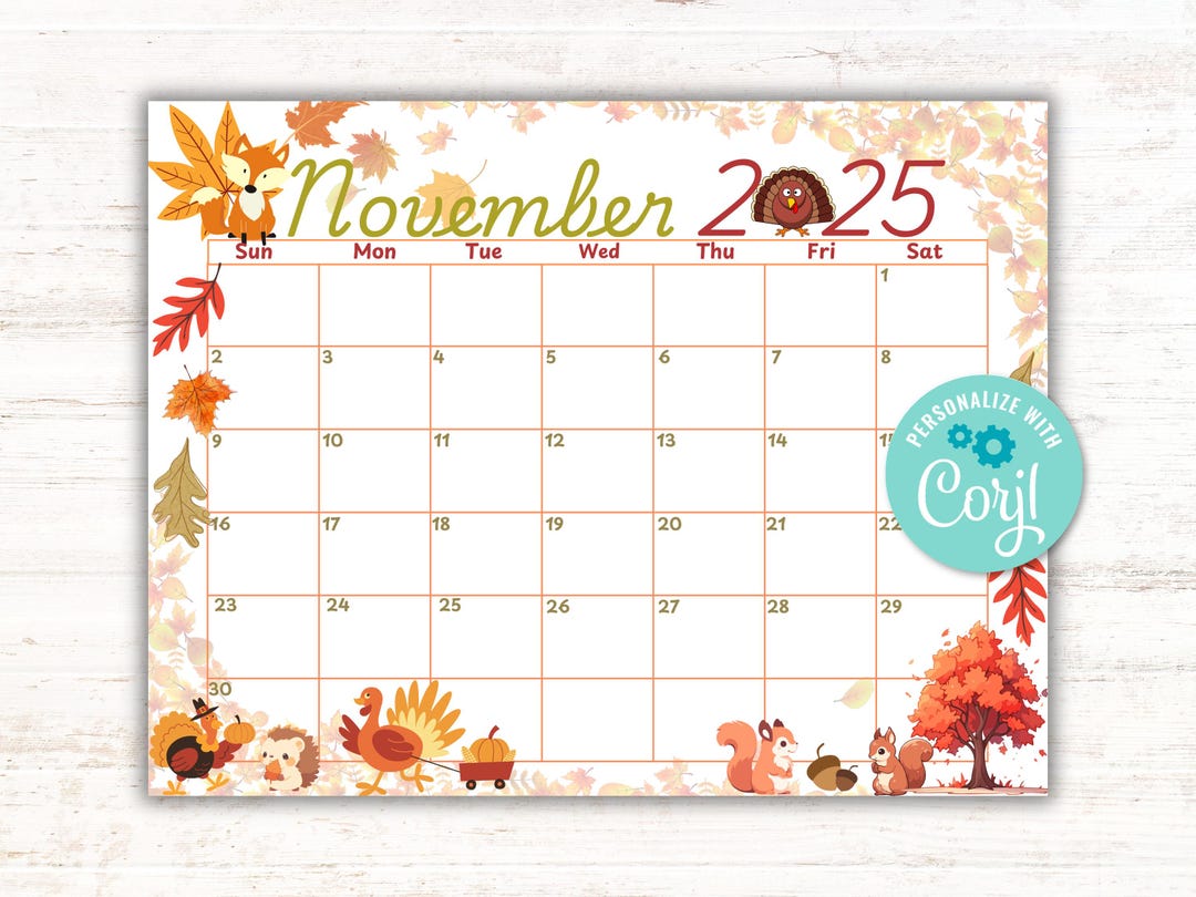 November 2025 Calendar Editable and Fillable - Printable Planner - Etsy