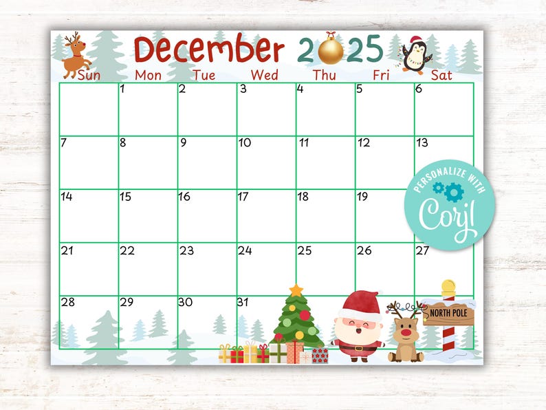December 2025 Editable Fillable Calendar - Printable Planner PDF - Etsy