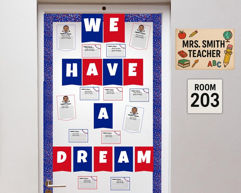 MLK Jr. Bulletin Board Kit - Printable Classroom Door Decor for MLK Day ...