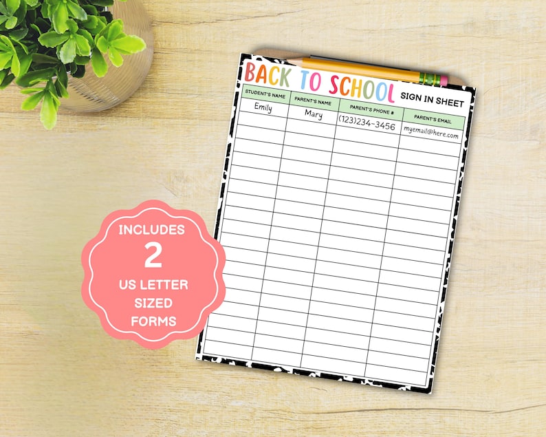 Back to School Editable Sign in Sheet for Teachers-student Check in ...