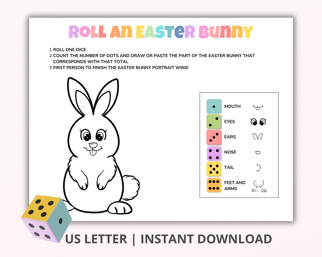 Roll an Easter Bunny Dice Game Printable - Fun Holiday Activity for ...