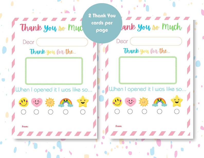 Kids Fill-in Thank You Card: Printable Birthday Holiday Note (PDF) - Etsy