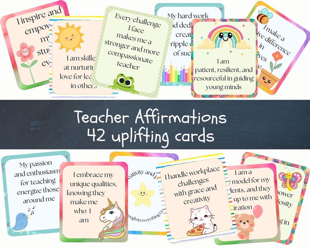 Teacher Affirmation Cards - Educator Self-care and Confidence Boosters ...