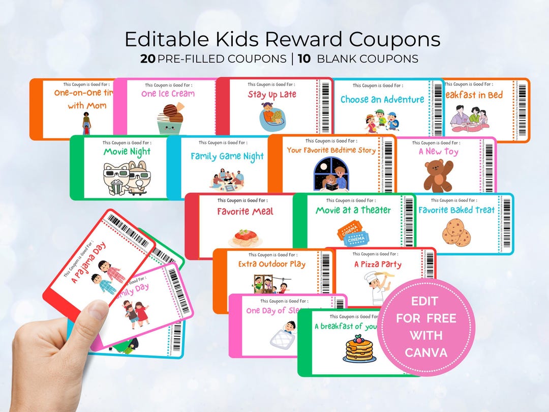 Editable Kids Reward Coupons: Personalized Behavior Incentive (PDF ...
