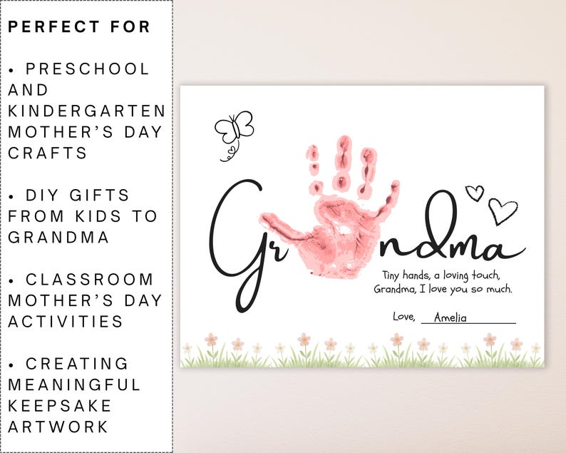 Mother's Day Handprint Art Poem for Grandma | Kids Craft Printable ...
