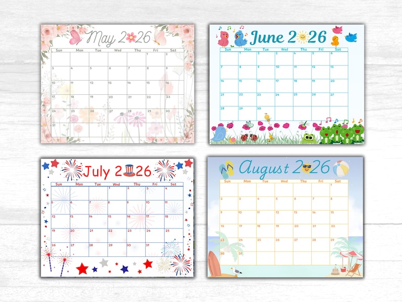 Editable 2026 Calendar Canva Template, Printable and Fillable 12 Month ...
