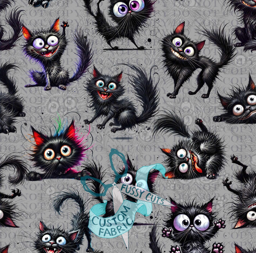 Crazy Cat Poses - Custom Print Fabric - Novelty Cat Fabric - Etsy