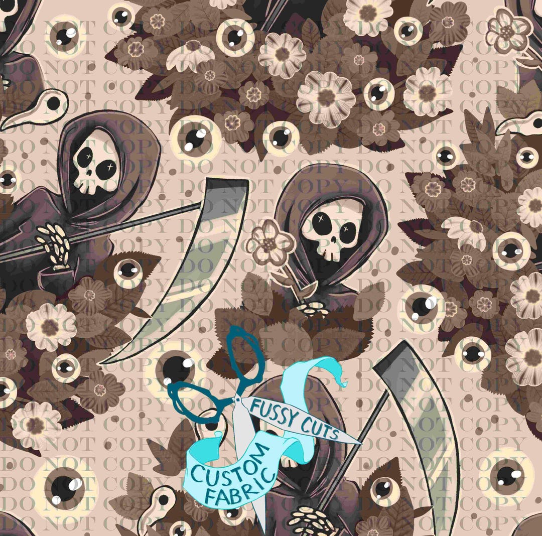 Grim Reaper on Tan - Custom Print Fabric - Hex Reject's Neutral ...