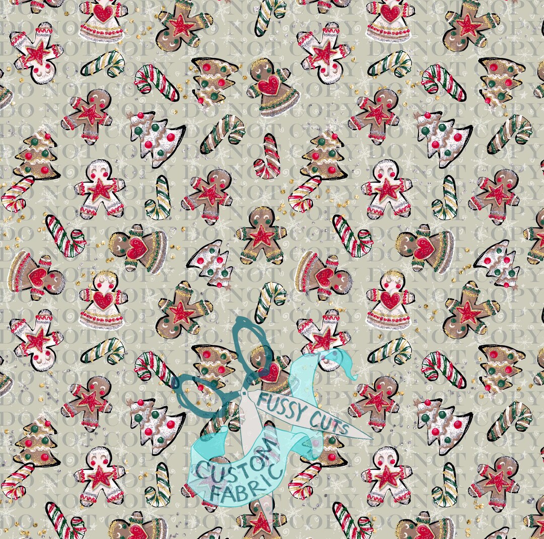 Gingerbread Cookie Scatter - Custom Print Fabric - Novelty Christmas ...