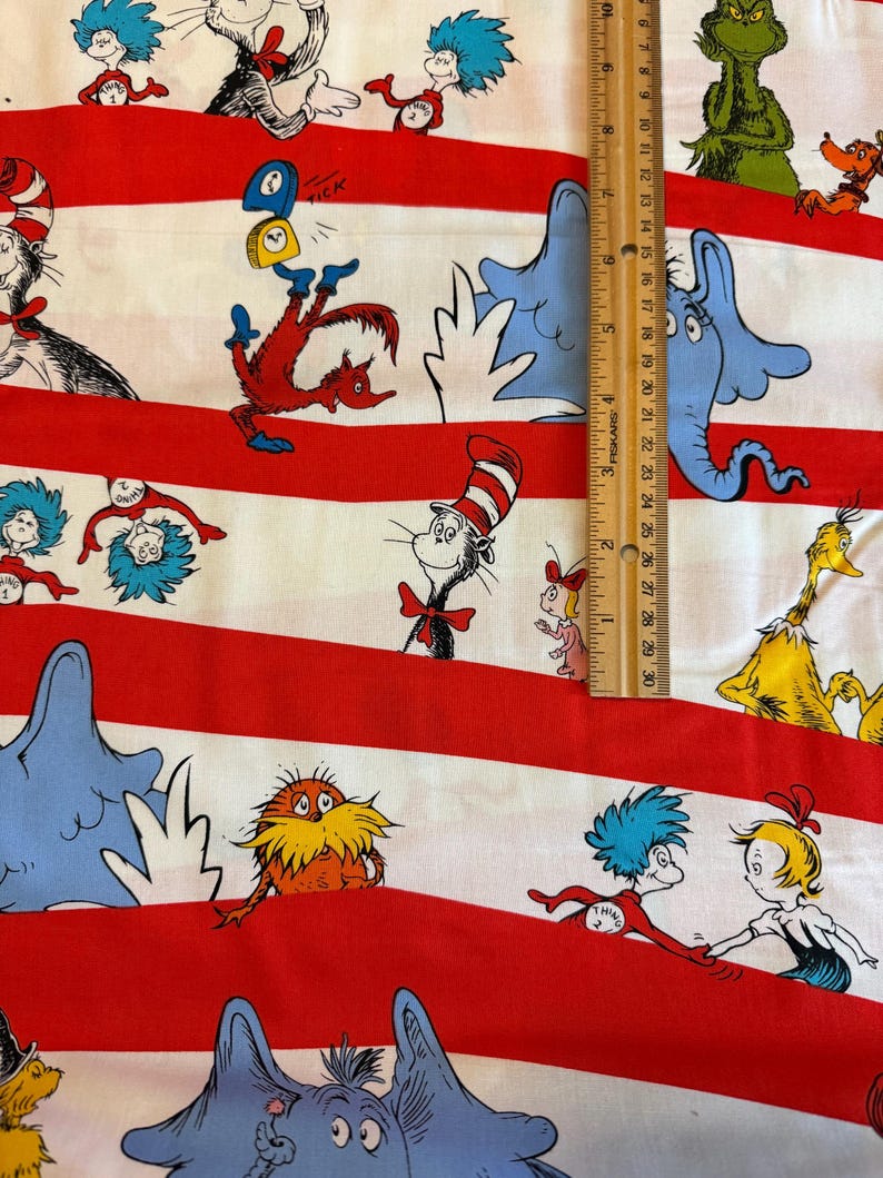Celebrate Seuss - Dr Seuss Character Stipes - Robert Kaufman Dr Seuss ...