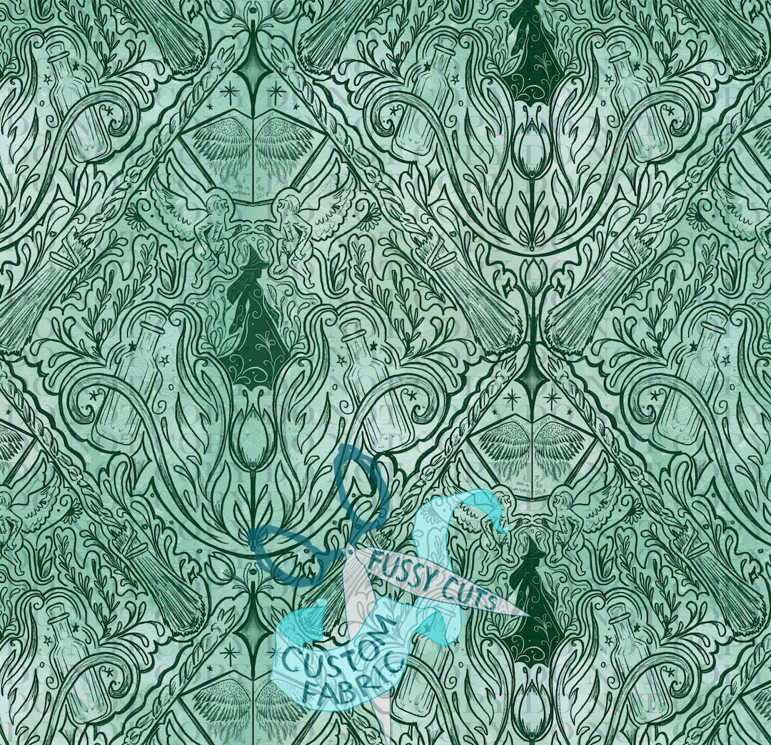 Green Witch Filigree - Custom Print Fabric - Novelty Wicked Witch ...