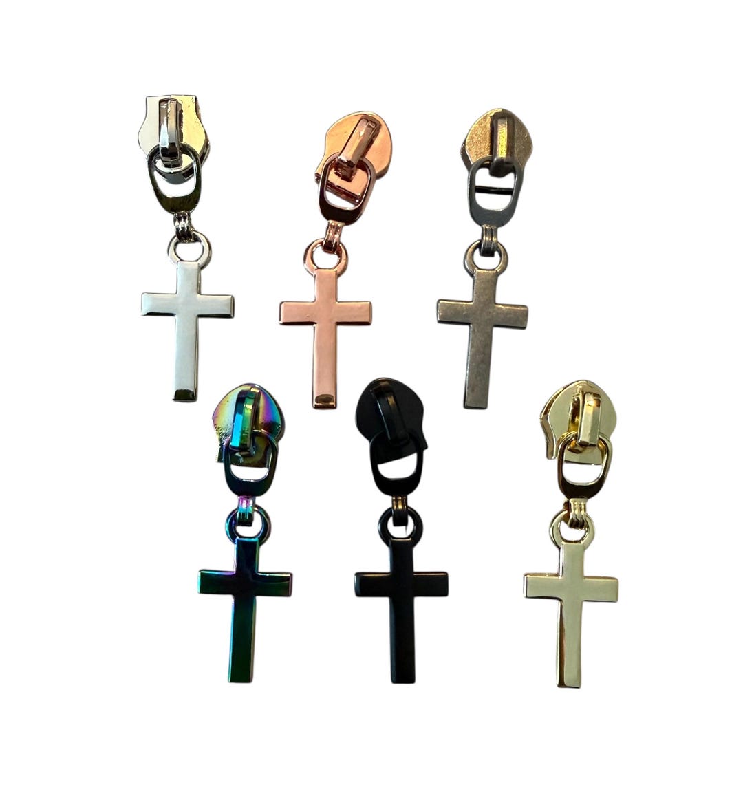 Cross Zipper Pulls (3pcs) - Size 5 Zipper Pulls - Simple Cross Zipper ...