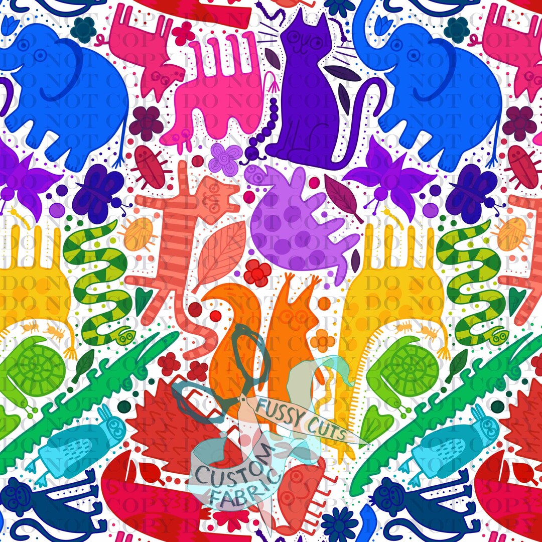 Rainbow Zoo Animals - Custom Print Fabric - Zoo Animal Fabric - Etsy