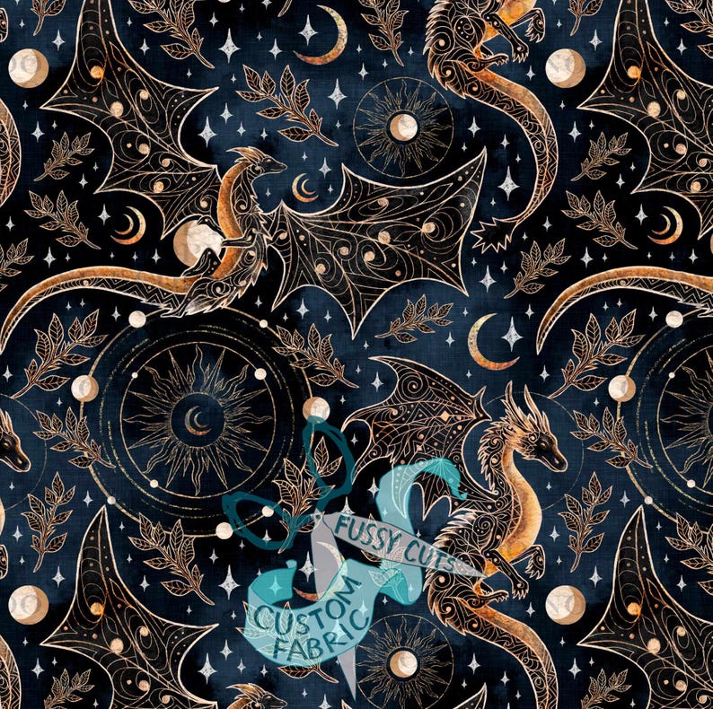 Shadow Flight Midnight - Custom Print Fabric - Dragon Book Fabric - Etsy